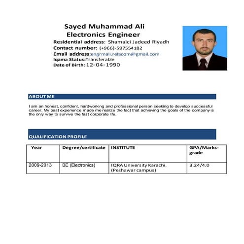 S M Ali CV - BMS Service Engr | DOCX
