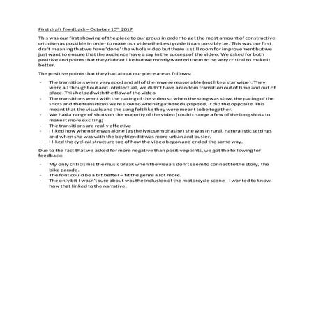 First Draft Feedback | PDF