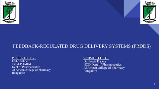 Feedback regulated drug delivery system | PPTX