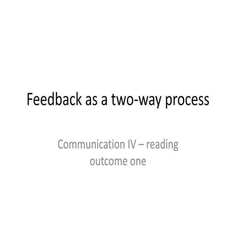 Feedback as a two way process | PPT