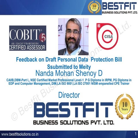 Feedback on Draft Personal Data Protection Bill 2018 submitted to MEITY ...