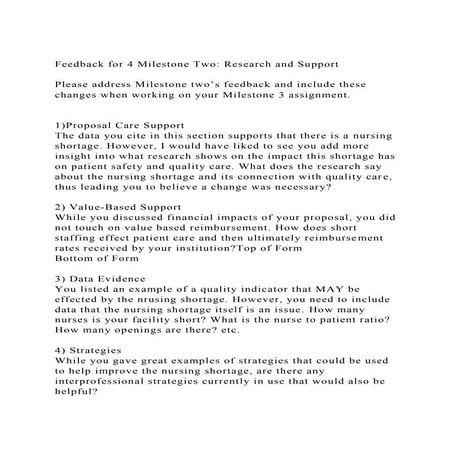 Feedback for 4 Milestone Two Research and SupportPlease addre.docx