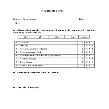 Feedback form | DOCX