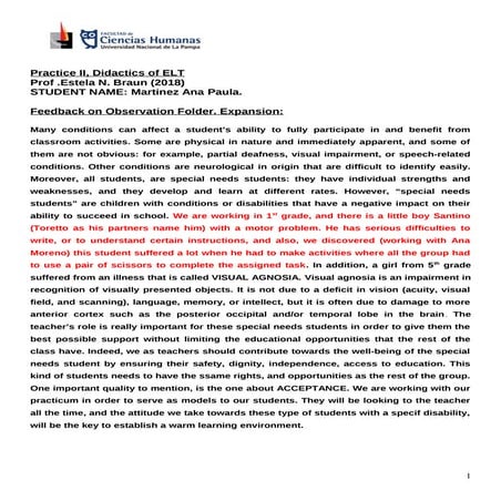 Feedback on observation folder | DOC