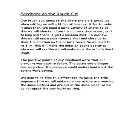 Feedback on the rough cut | PDF