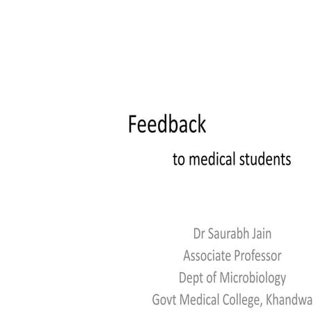 Feedback to medical students | PPTX