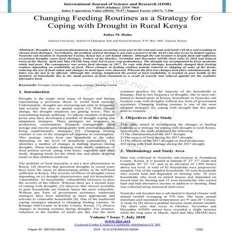 Changing Feeding Routines as a Strategy for Coping with Drought in ...