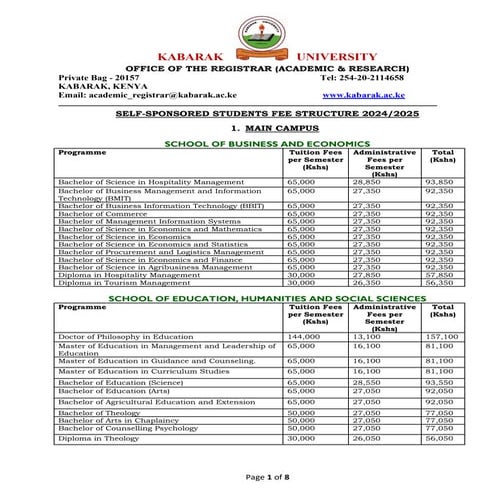 fee_structure_kabarak_university.pdf 2024 | PDF