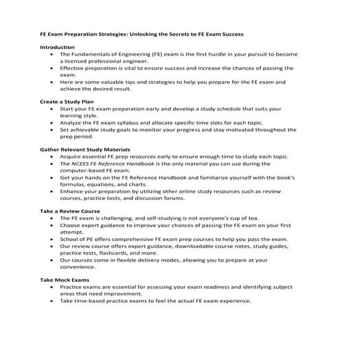 FE Exam Preparation Strategies Unlocking the Secrets to FE Exam Success ...