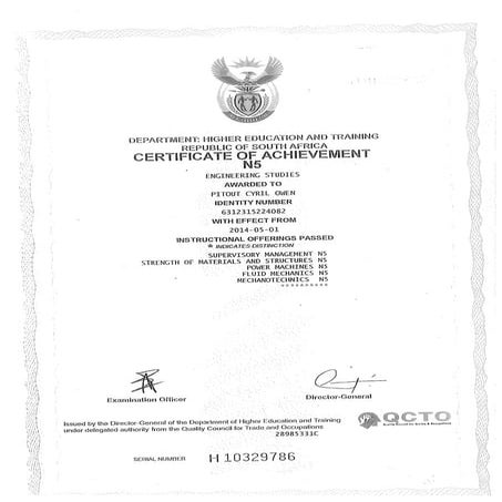 Trade Test Certificate | PDF