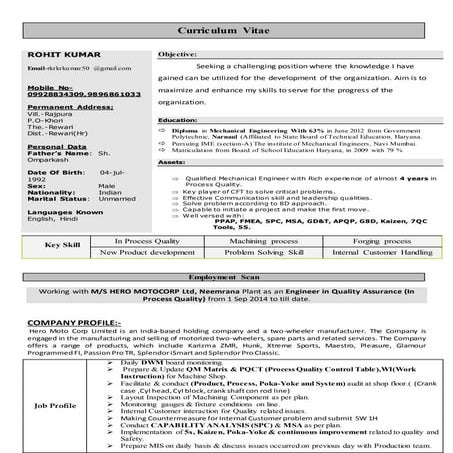 Rohit heromoto CV (PROCESS QA) | PDF