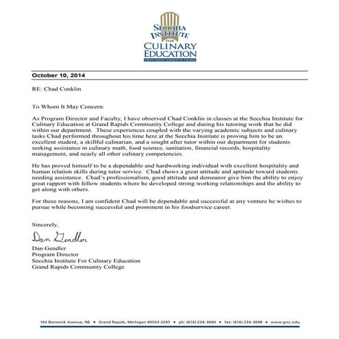 Dan Gendler - Letter of Recommendation | PDF