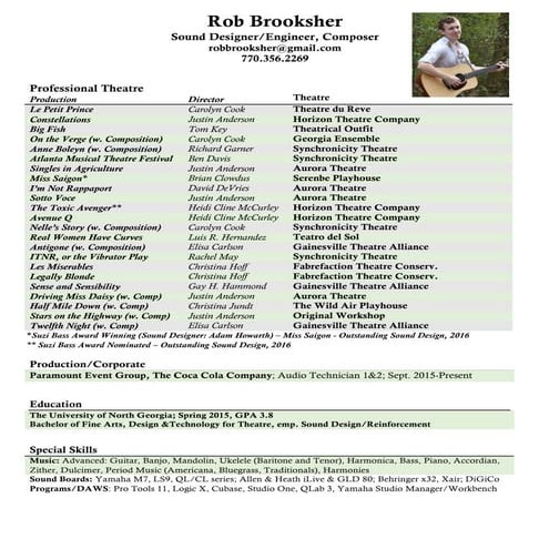 robbrookshersounddesignresume | PDF