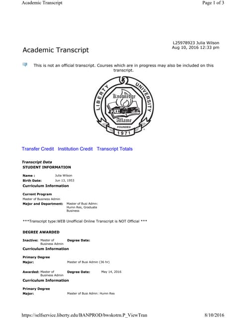 college transcript | PDF | Undergraduate Education | College Education