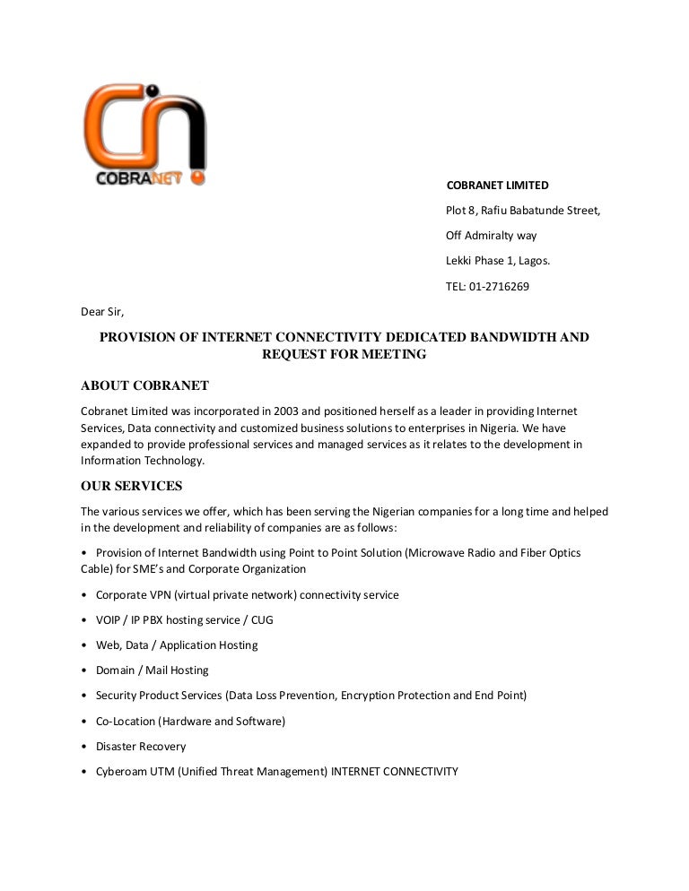 Internet Provision Letter