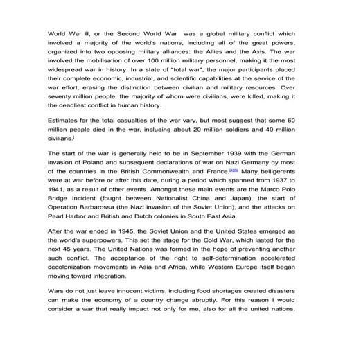 Overview of World War II presentation in a very simple way | PPTX