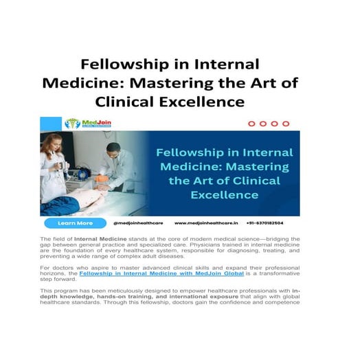 Fellowship in Internal Medicine Mastering the Art of Clinical ...