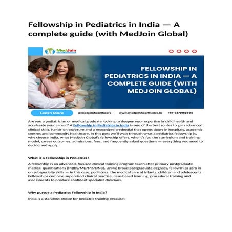 Fellowship in Pediatrics in India — A complete guide with MedJoin Global.docx