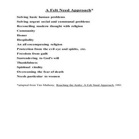 Felt need approach - overhead | DOC