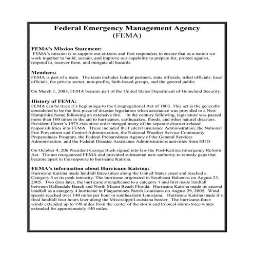 FEMA- Hurricane Katrina | DOC