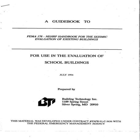 Fema178 nehrp seismic-evaluationschoolbuildings | PDF