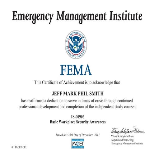FEMA - Workplace Security Awareness | PDF