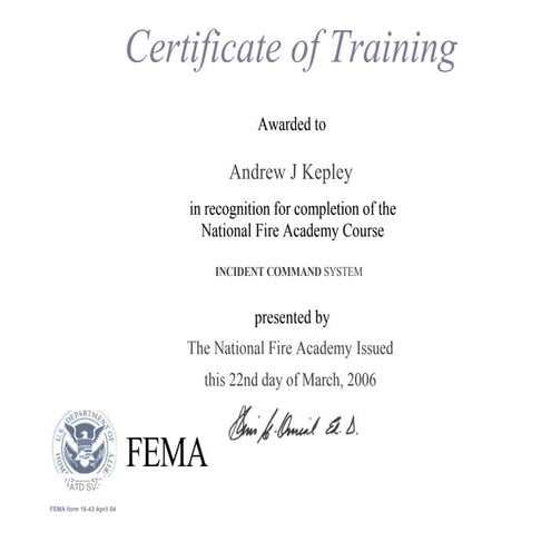 Fema Certificate 2 | PPT