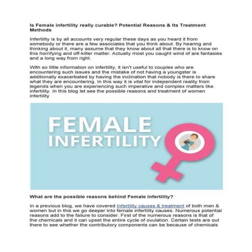 Female infertility causes and treatment | PPT