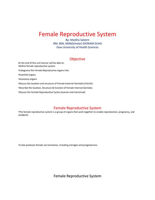 Female reproductive system | PPT