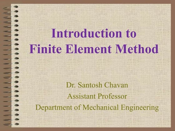 General Steps Of The Finite Element Method Ppt