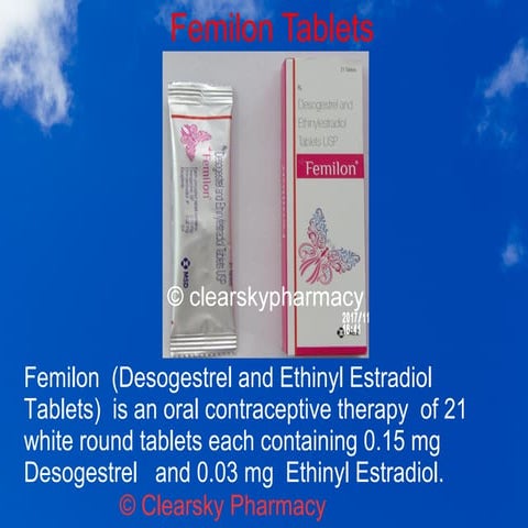 Femilon (Desogestrel and Ethinyl Estradiol tablets) | PPT