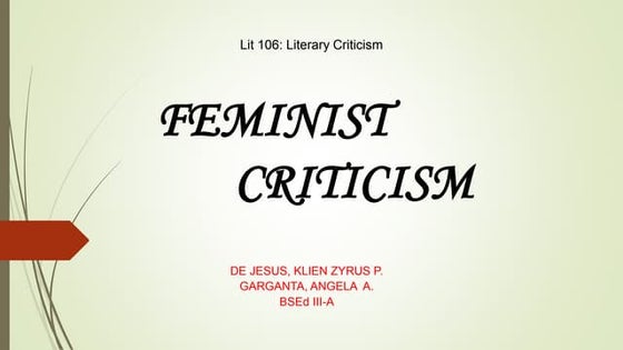 Feminist criticism | PPT | Books and Literature