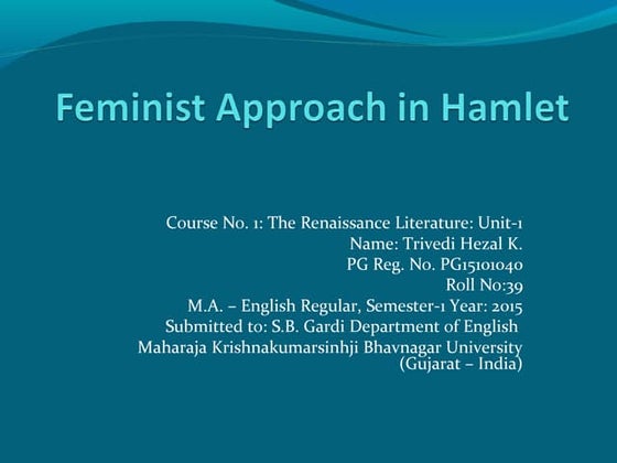 A Feminist reading of HAMLET | PPT