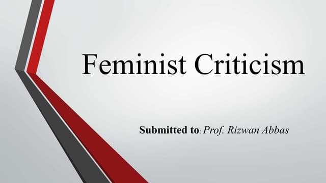 The literary criticism-feminism | PPTX
