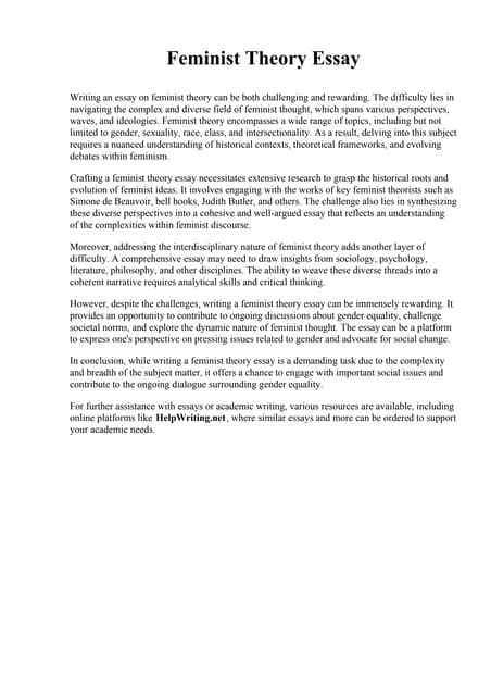 Feminist Theory Essay.pdf Feminist Theory Essay.pdf