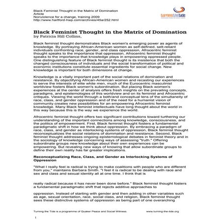 Feminist thought and matrix of domination | PDF