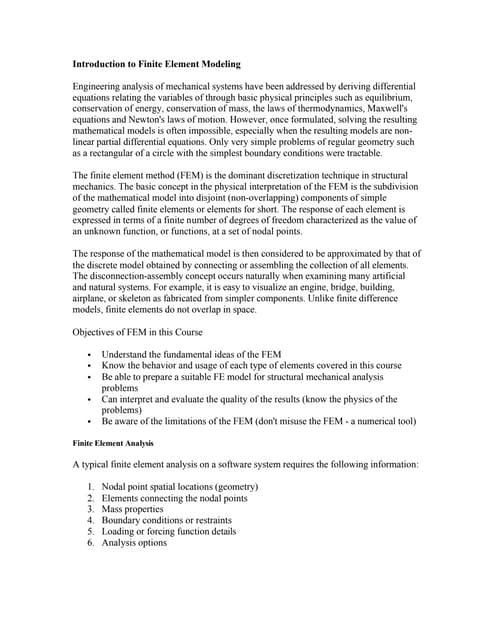 FEA 2 marks unit 1 to 5 | PDF