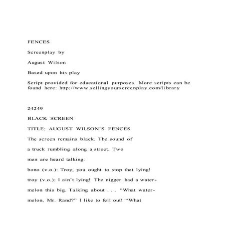 FENCESScreenplay by August WilsonBased upon his pl | DOCX