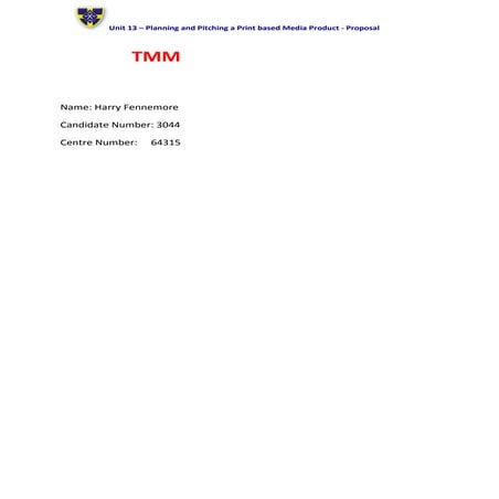 Harry Fennemore TMM Proposal | PDF