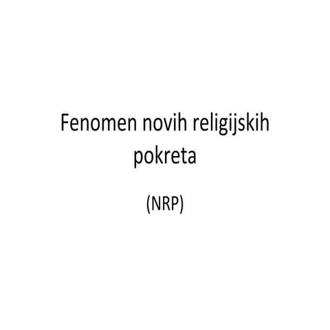 Fenomen novih religijskih pokreta | PPT