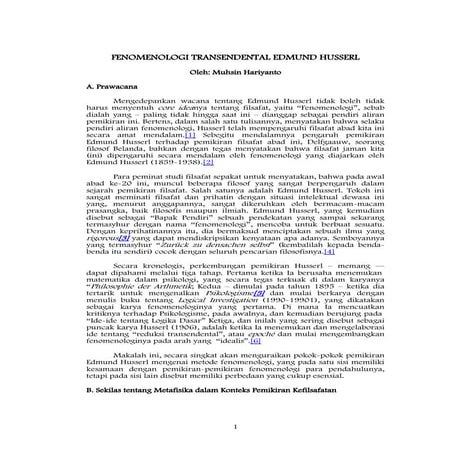 Fenomenologi transendental edmund husserl | PDF