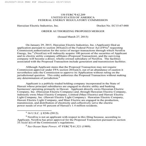 Ferc approval of nextera hei | PDF