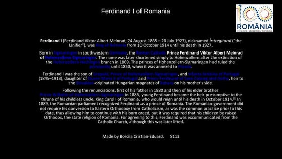 Regele Ferdinand I | PPT