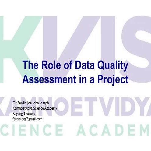 Role of Data Quality Assessment in a Project | PDF | Computer Software ...