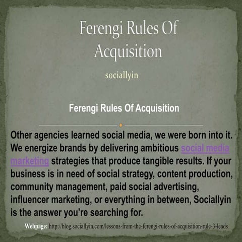 Ferengi rules of acquisition pdf | PPT