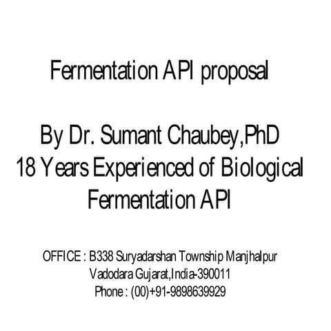 Fermentation api biological production | PPT