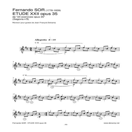Fernando Sor Op 35 Estudi 22 Segovia no.5 | PDF