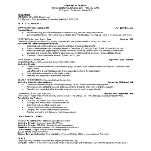Resume | DOC | Business Administration | Business