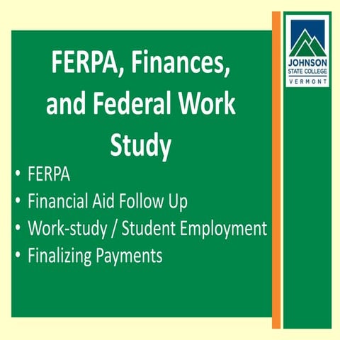 FERPA, Financial Aid, Finances at JSC | PPT