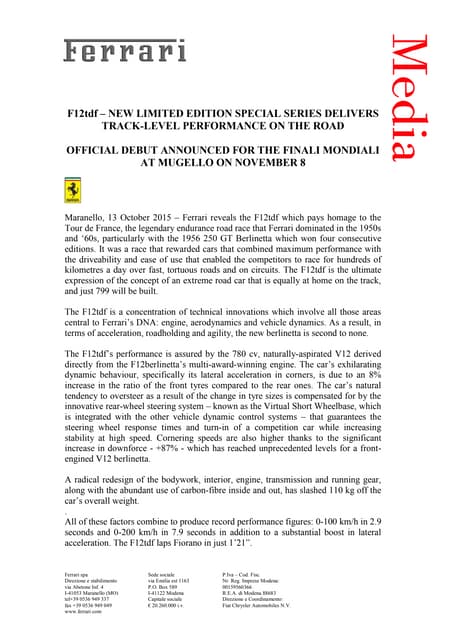 Ferrari Excellence Designed for the Driver - Marco Fainello | PDF